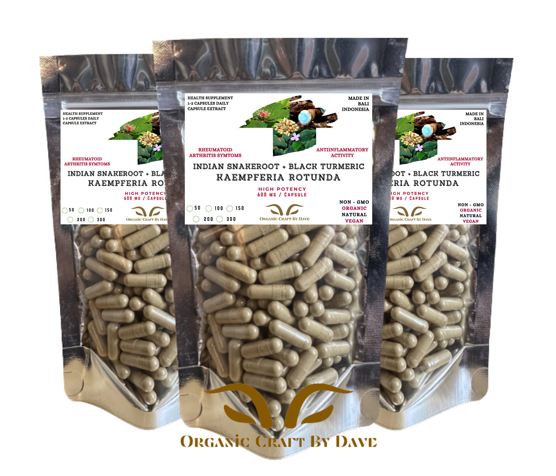 Indian Snakeroot Black Turmeric Kaempferia Rotunda Capsules Extract 600 ...