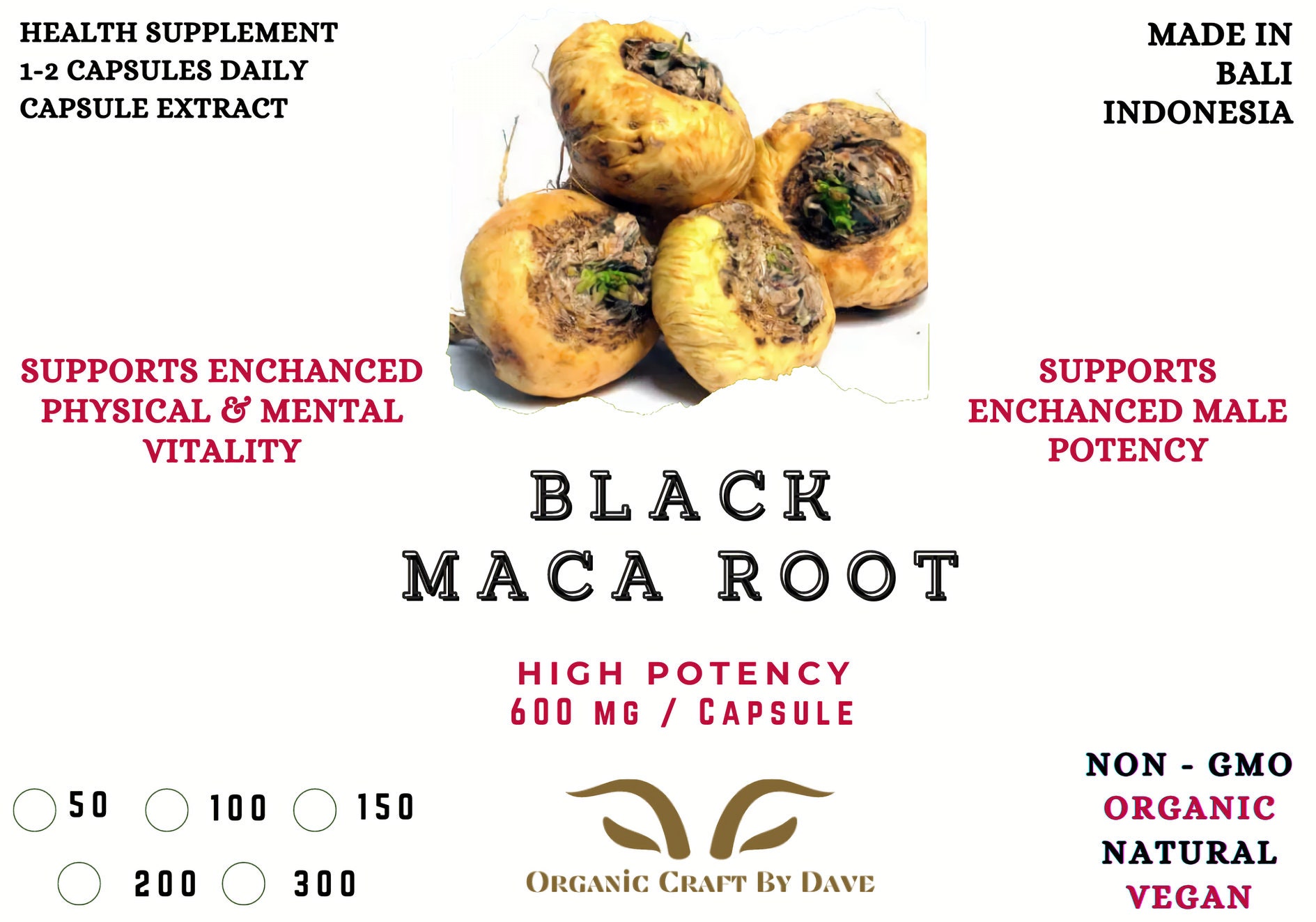 Black Maca Root Capsules 600 Mg Vegetarian Capsule Extract Organic ...