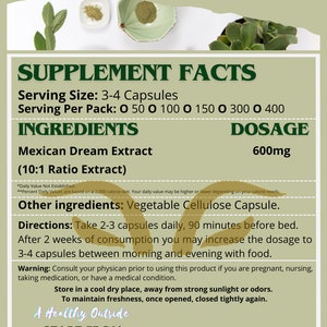 Pure Mexican Dream Herb Capsules 600mg - High Potency Calea ...