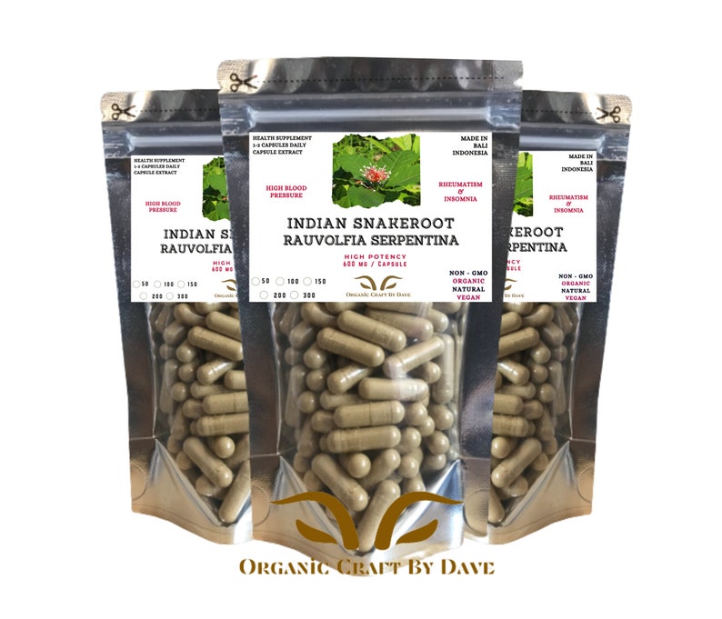 Organic Indian Snakeroot Extract Capsules 600 Mg Vegetarian Rauvolfia ...