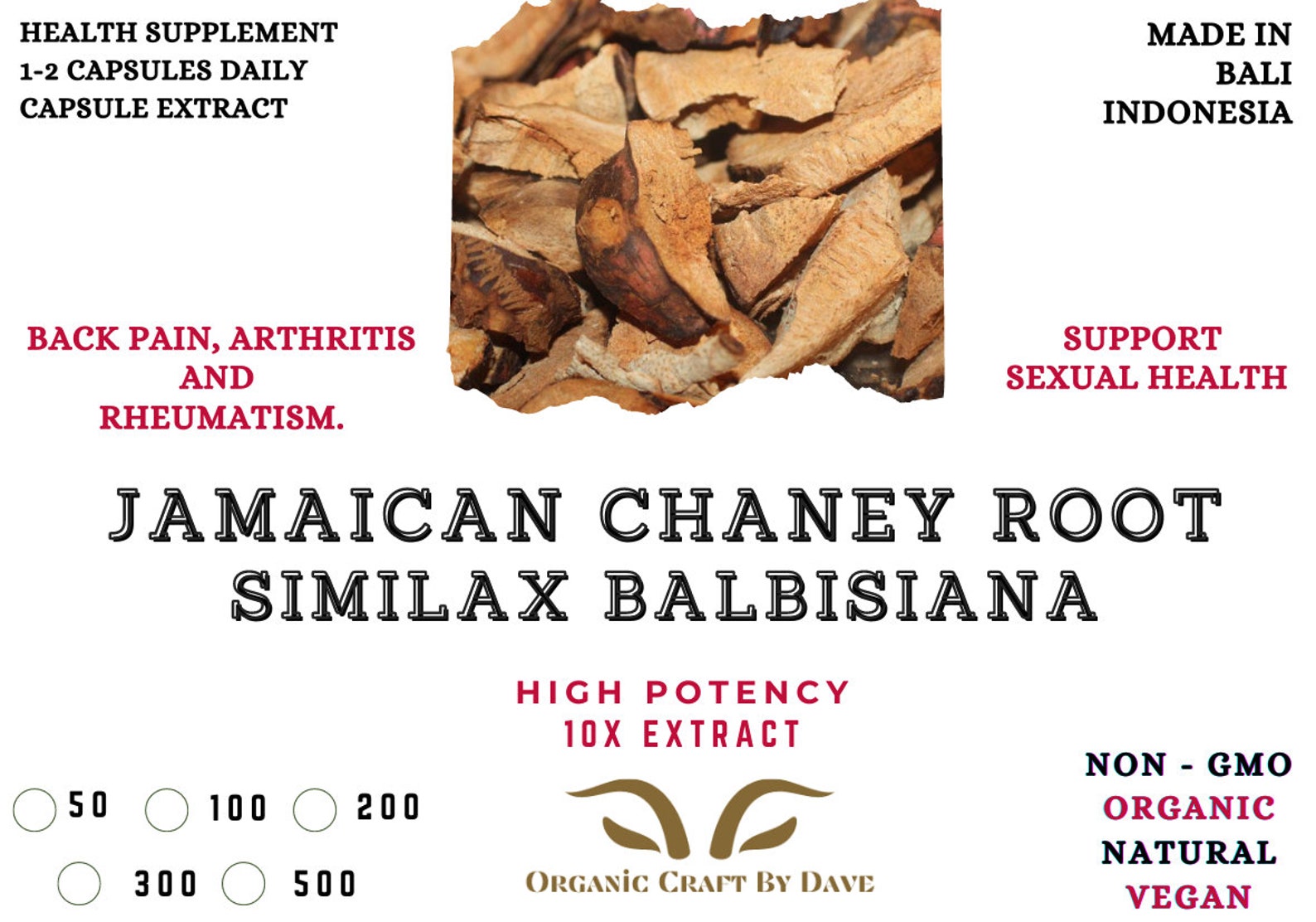 Jamaican Chaney Root Capsules Extract Vegetarian Capsule 10x Extract ...