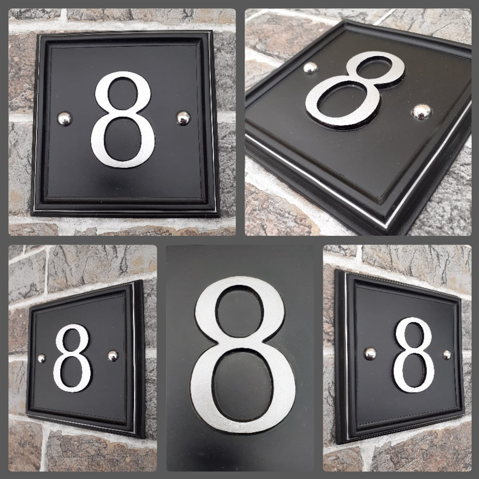 Square Solid Cast Resin House Number Sign Various Colours Available ...