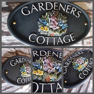 Personalised Solid Cast Resin House Name Sign | Woodland Bouquet ...