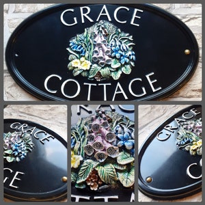 Personalised Solid Cast Resin House Name Sign | Woodland Bouquet ...