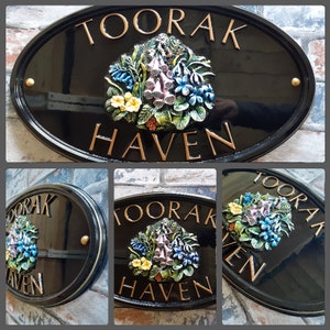 Personalised Solid Cast Resin House Name Sign | Woodland Bouquet ...