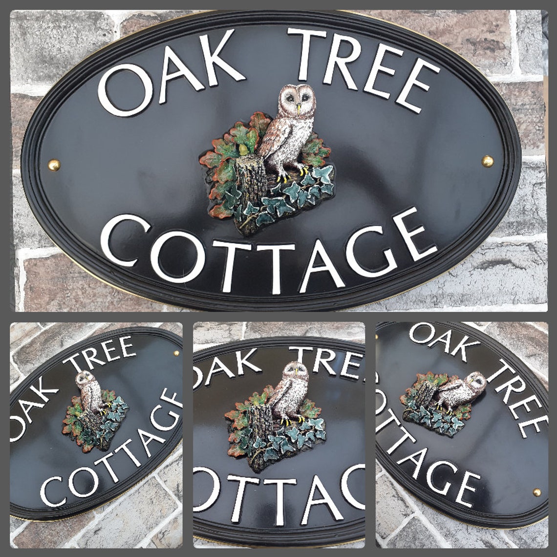 Personalised Large Solid Cast Resin House Name Sign | Stunning Owl ...