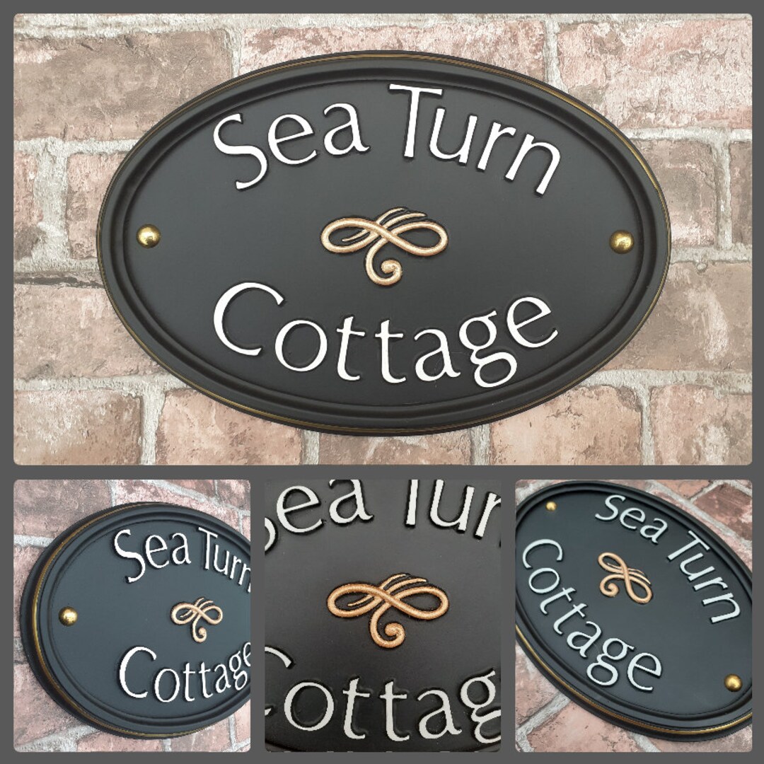 Personalised Oval Name House Sign With a Lovely Little Flourish, Solid ...