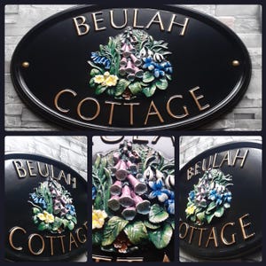 Personalised Solid Cast Resin House Name Sign | Woodland Bouquet ...