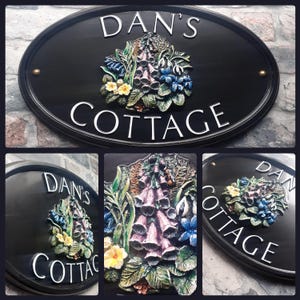 Personalised Solid Cast Resin House Name Sign | Woodland Bouquet ...