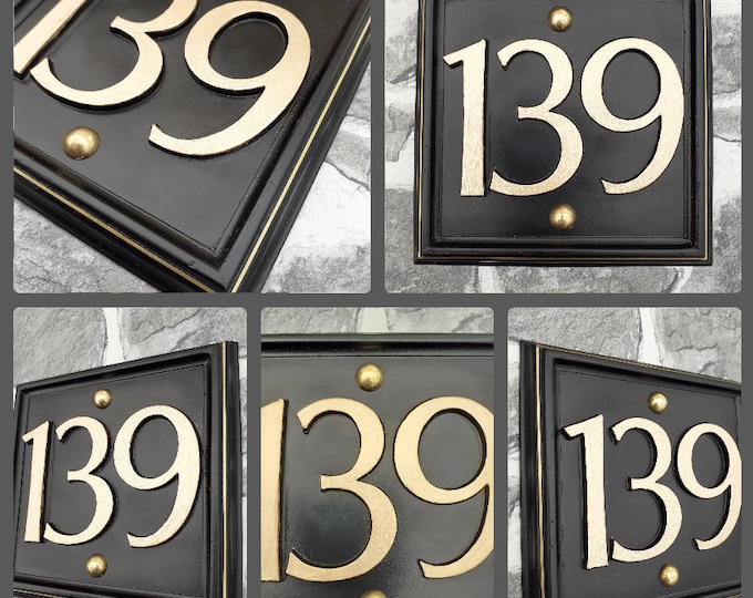 Square Solid Cast Resin House Number Sign Various Colours Available ...