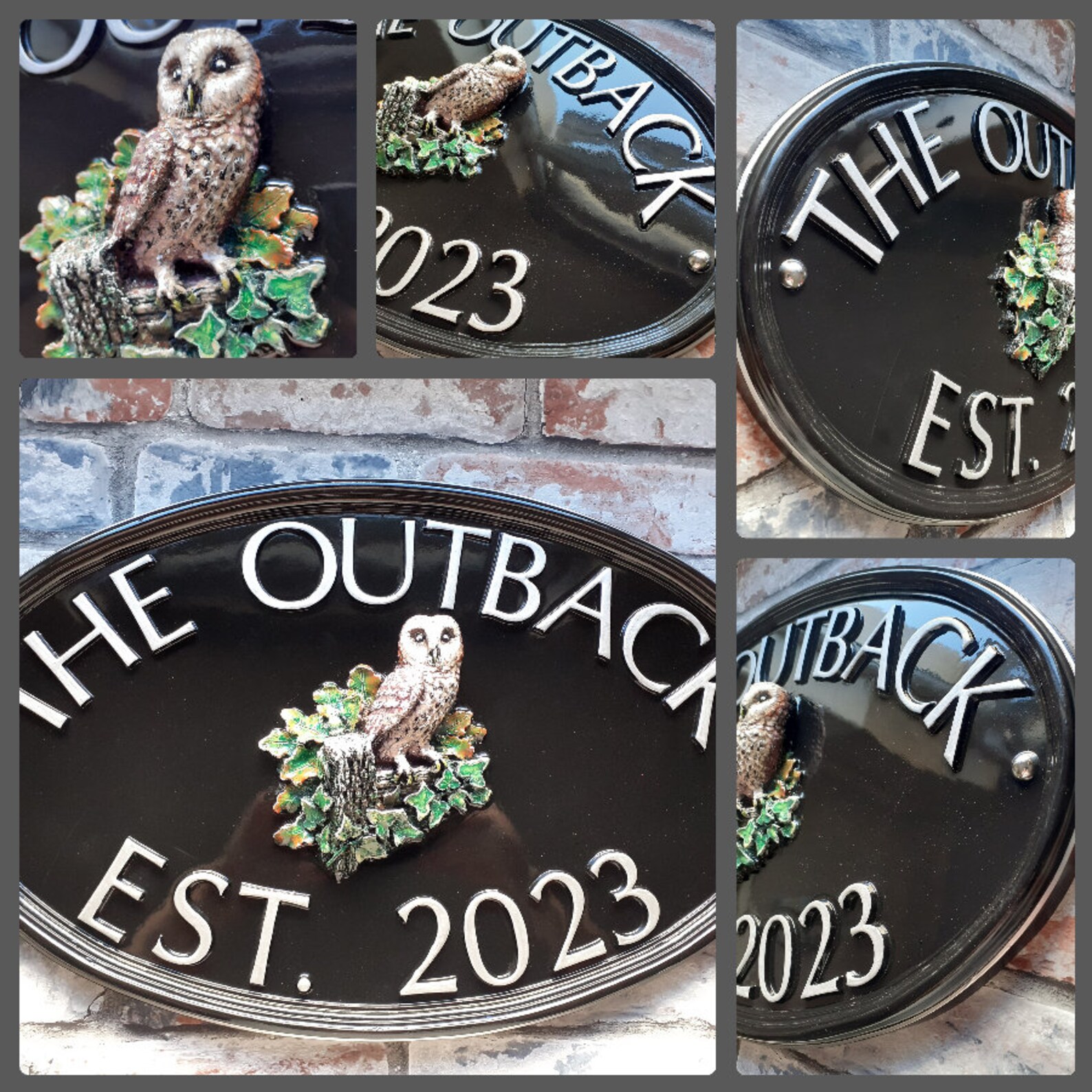 Personalised Large Solid Cast Resin House Name Sign | Stunning Owl ...