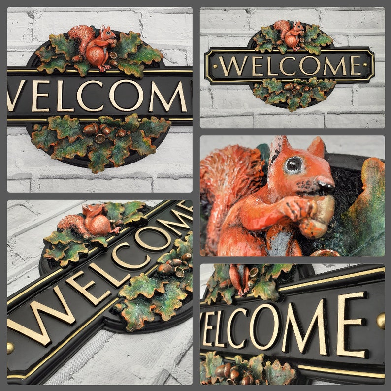 Personalised Hand Painted Oval House Number Sign With Squirrel - Etsy