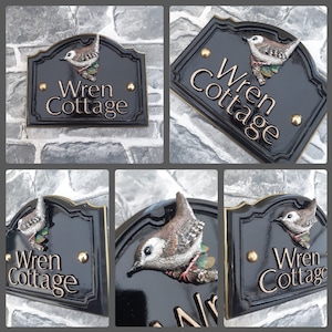 Solid Cast Resin House Number Sign With Traditional Wren Design ...