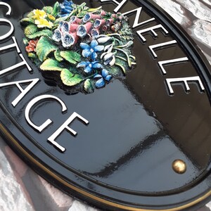 Personalised Solid Cast Resin House Name Sign Woodland Bouquet ...