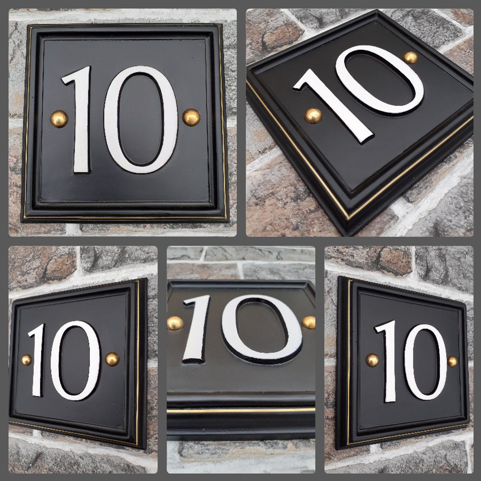 Square Solid Cast Resin House Number Sign Various Colours Available ...