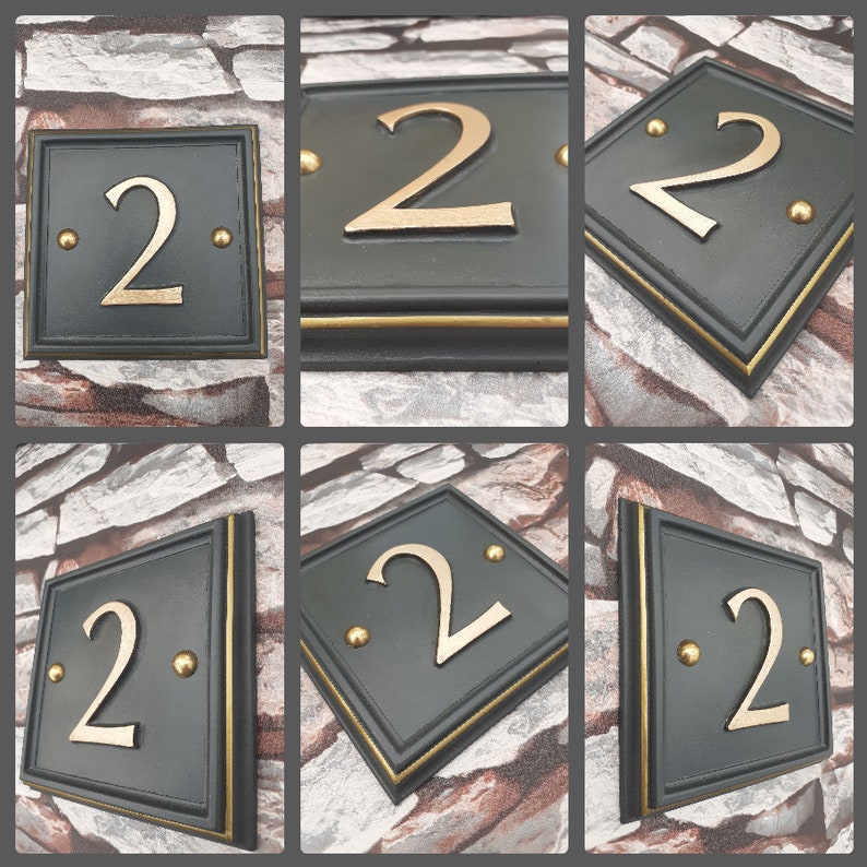 Square Solid Cast Resin House Number Sign Various Colours Available ...