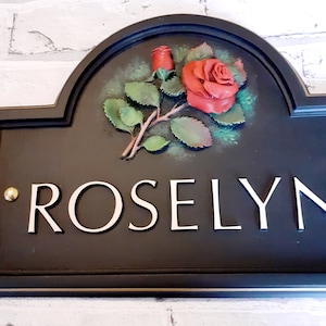 Traditional House Name Sign | Hand-painted Rose Sculpture | Solid Cast ...
