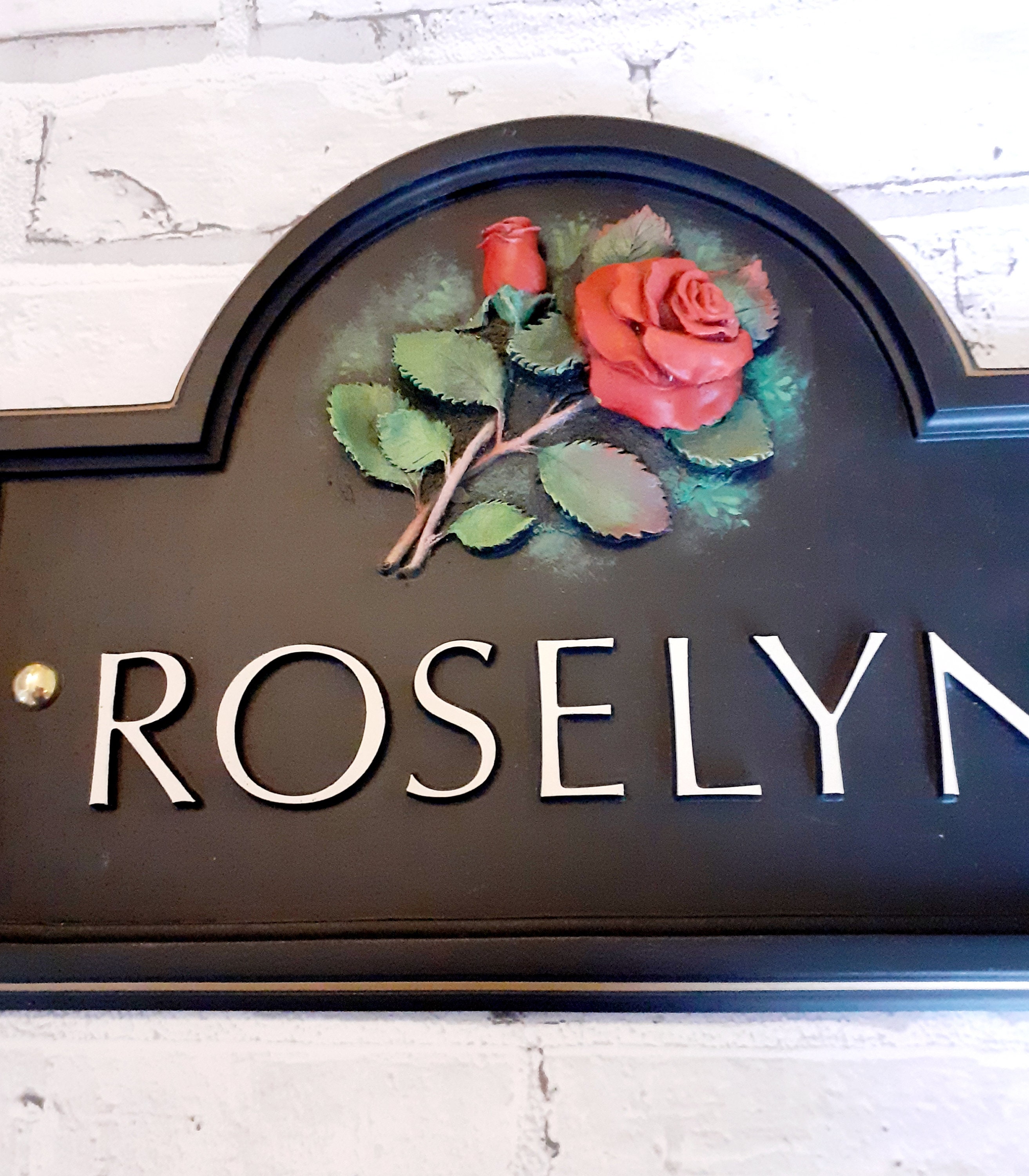 Traditional House Name Sign | Hand-painted Rose Sculpture | Solid Cast ...