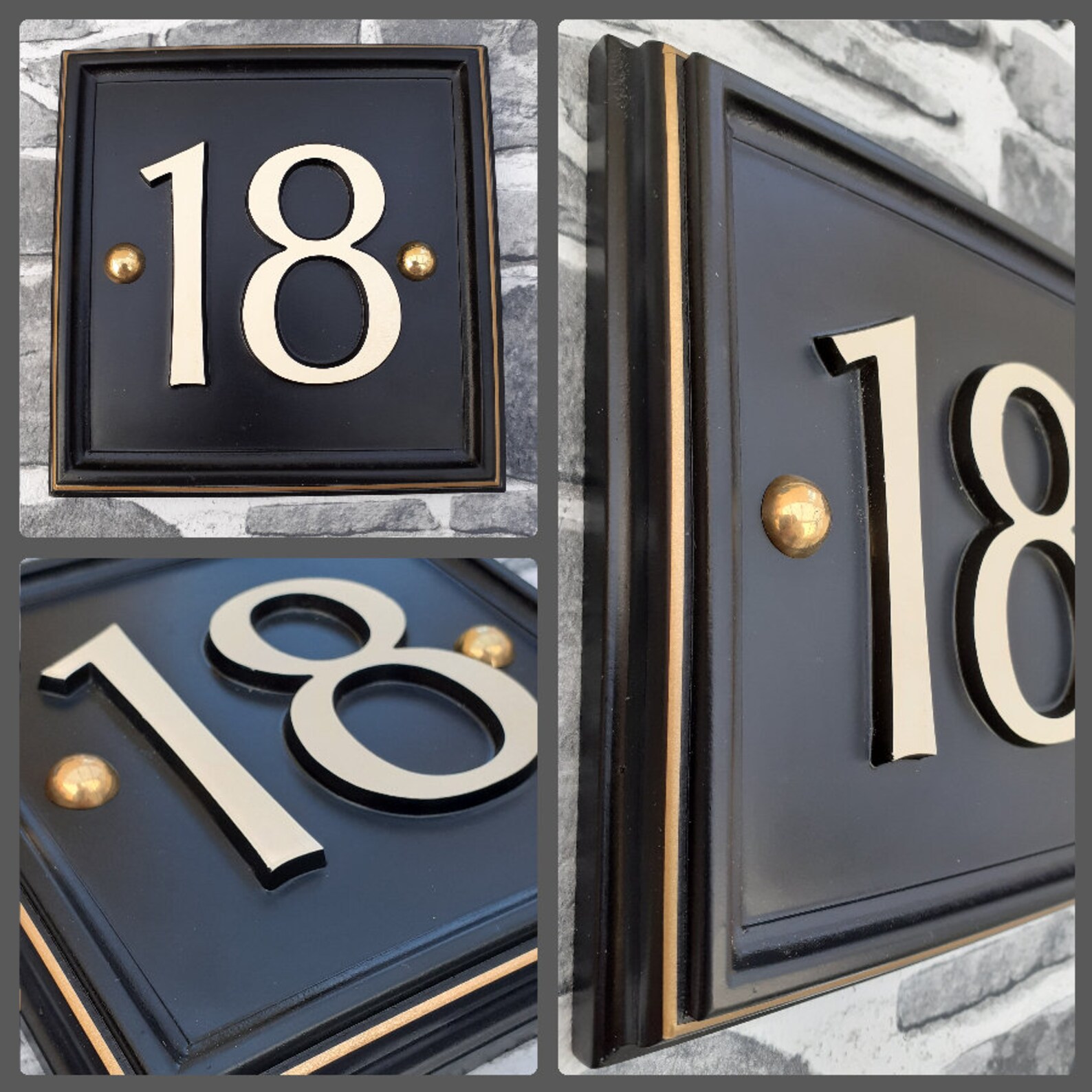 Square Solid Cast Resin House Number Sign Various Colours Available ...
