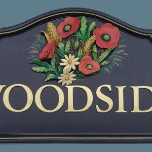 Traditional House Number Sign Hand-painted Poppy Flowers - Etsy UK