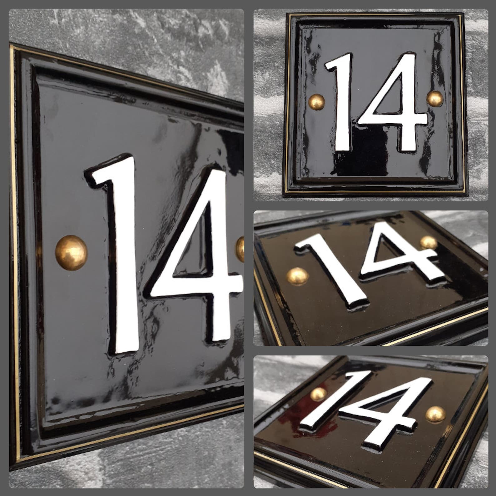 Square Solid Cast Resin House Number Sign Various Colours Available ...
