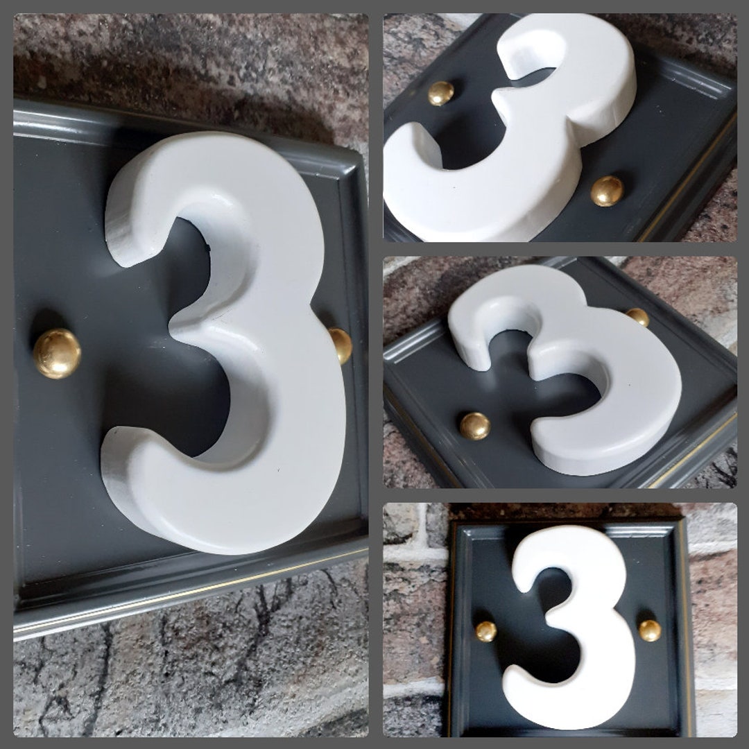 CHUNKY NUMBERS Square Solid Cast Resin House Sign, Traditional With a ...
