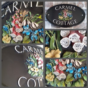 Personalised Solid Cast Resin House Name Sign | Woodland Bouquet ...