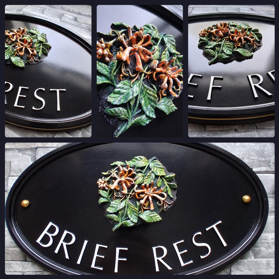 Personalised Solid Cast Resin Oval House Name Sign | Sculpture of a ...