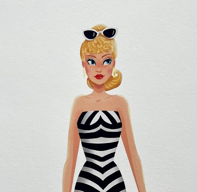 Barbie Original Art Print A4 - Etsy