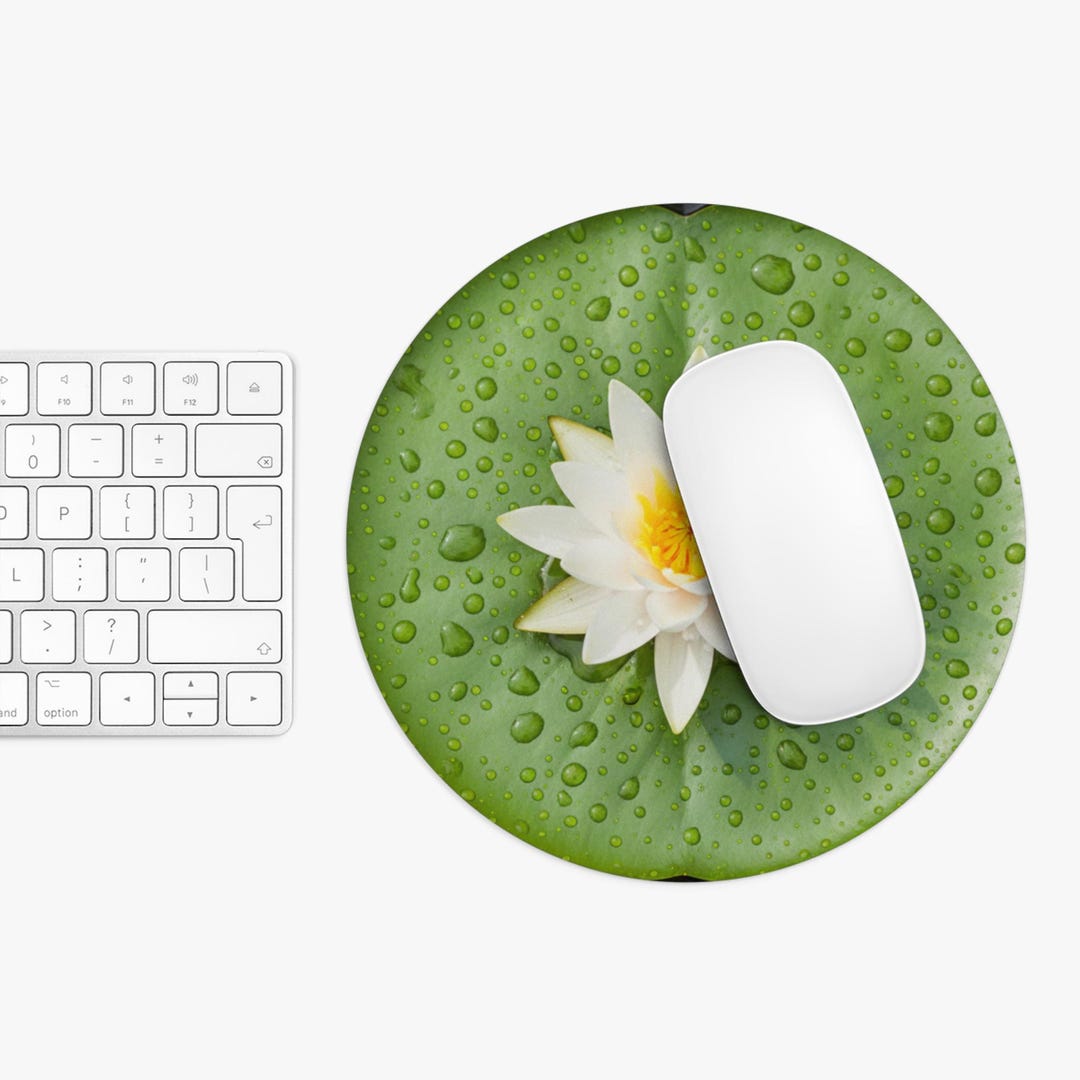 Lotus Flower Mouse Pad, Lily Pad Desk Decor, Botanical Print - Etsy