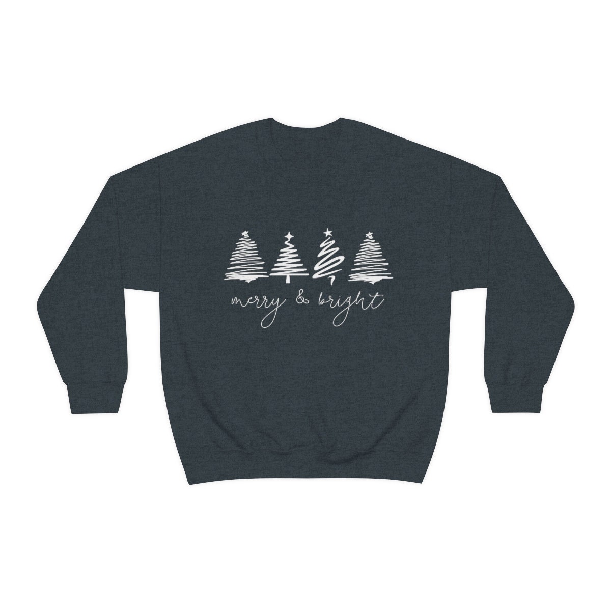 Merry & Bright Christmas Trees Sweatshirt, Christmas Sweatshirt ...
