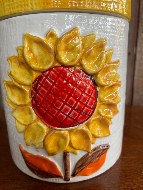 Vintage Sunflower Cookie Jar Food Canister From the 1960s - Etsy