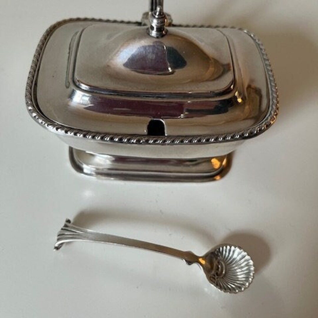 Antique Silver Lidded Salt Cellar and Sterling Spoon - Etsy