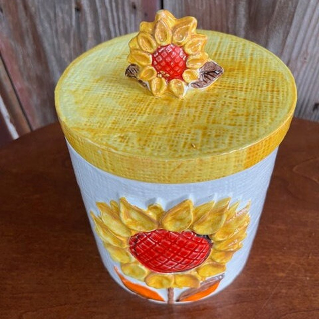 Vintage Sunflower Cookie Jar Food Canister 1970s - Etsy