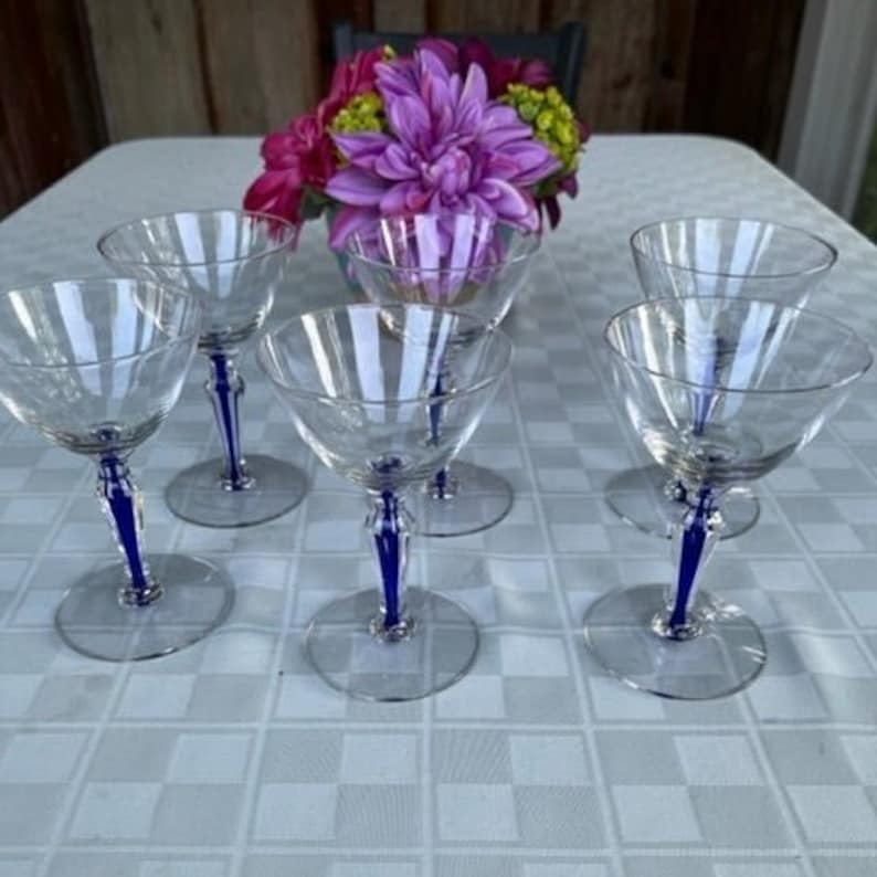 Six Cobalt Blue Liquor Glasses Rare Morgantown By Fischer From 1930s Etsy