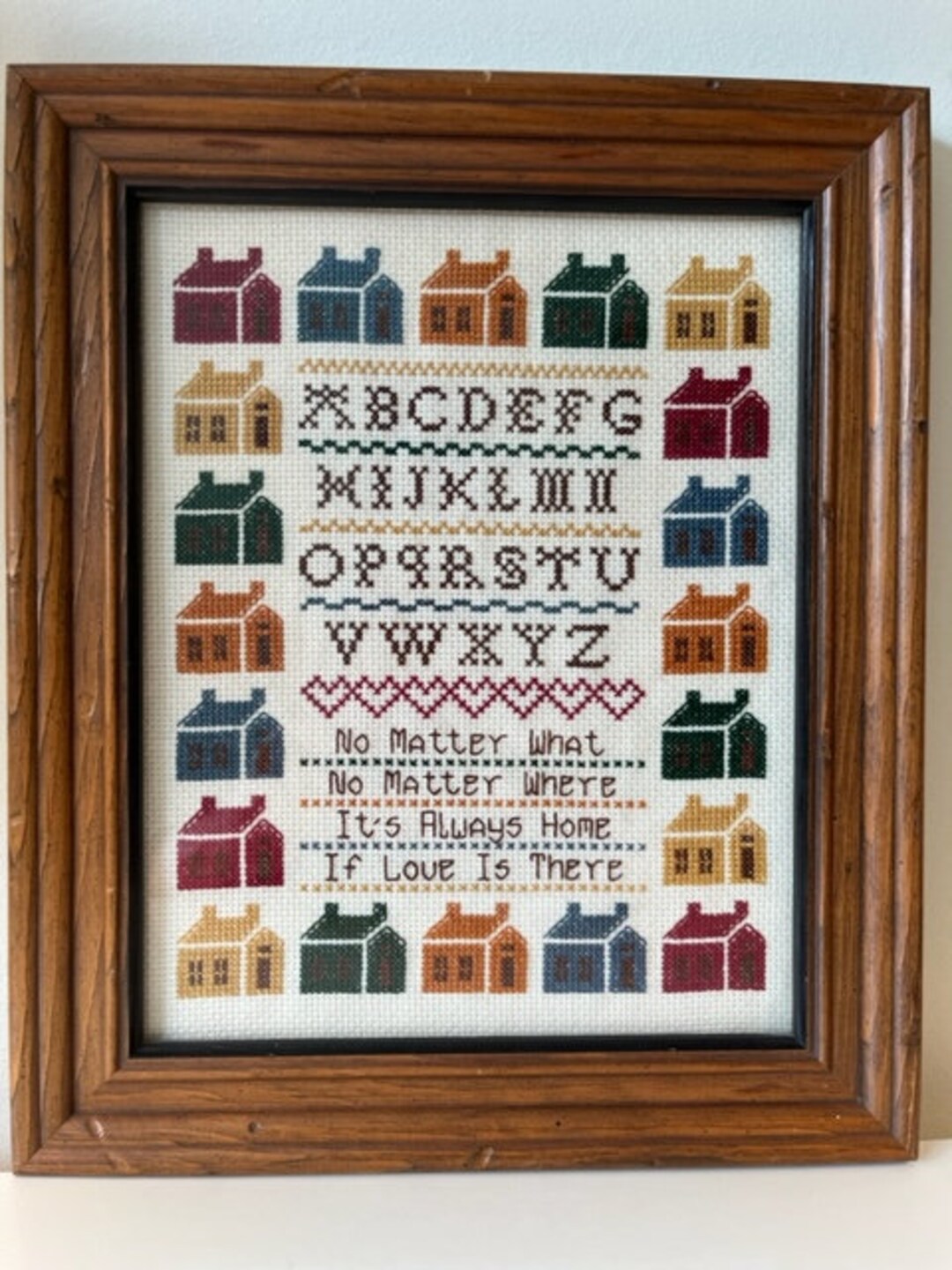 Vintage Log Cabin Home Sampler Cross Stitch in Jewel Colors - Etsy
