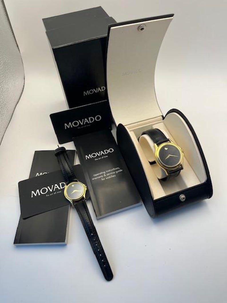 Movado Mens Ladies Black Watches 1970s Classic - Etsy