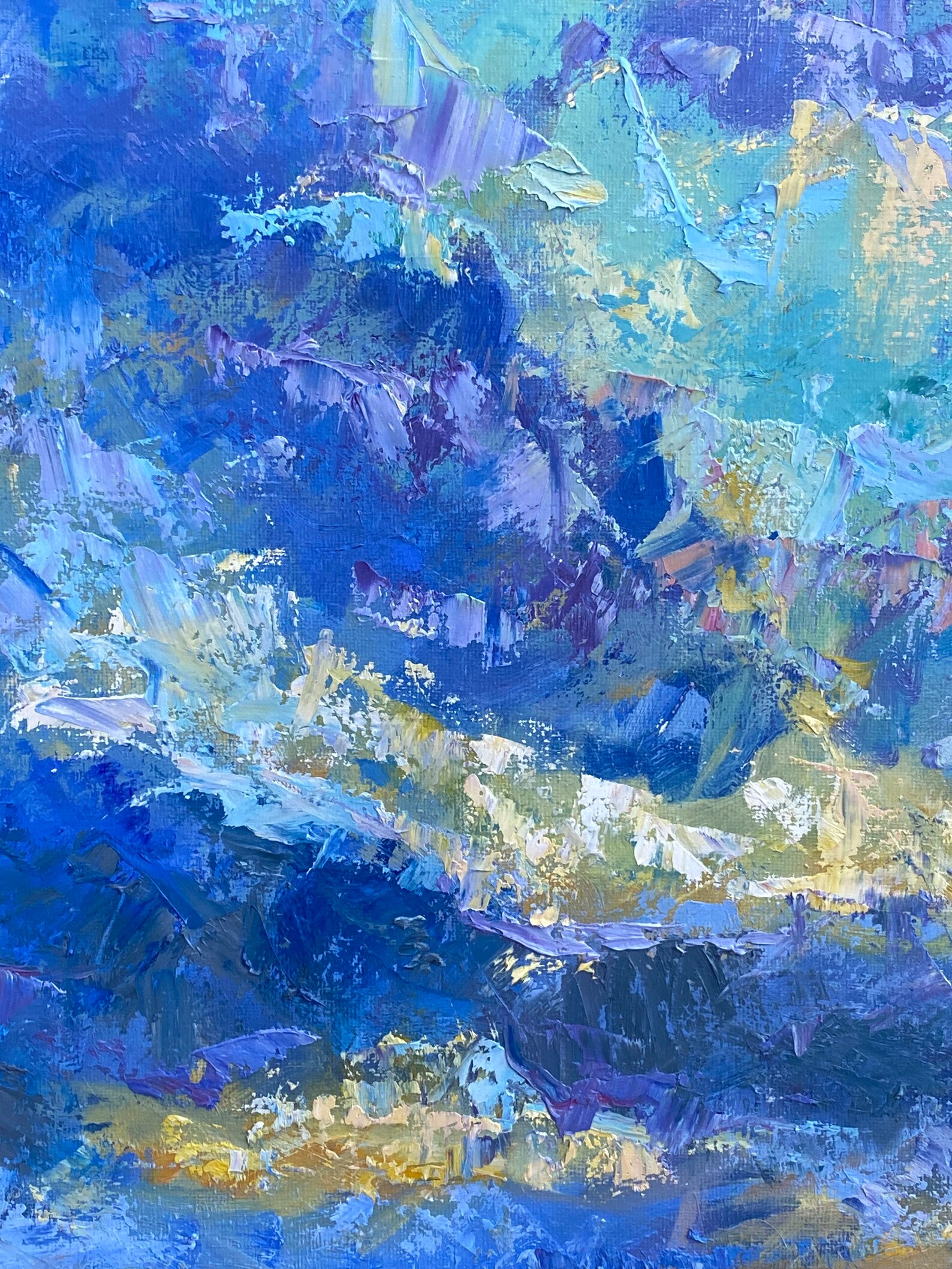 Impasto Nature Open Field Swamp Landscape With a River Oil Painting on ...