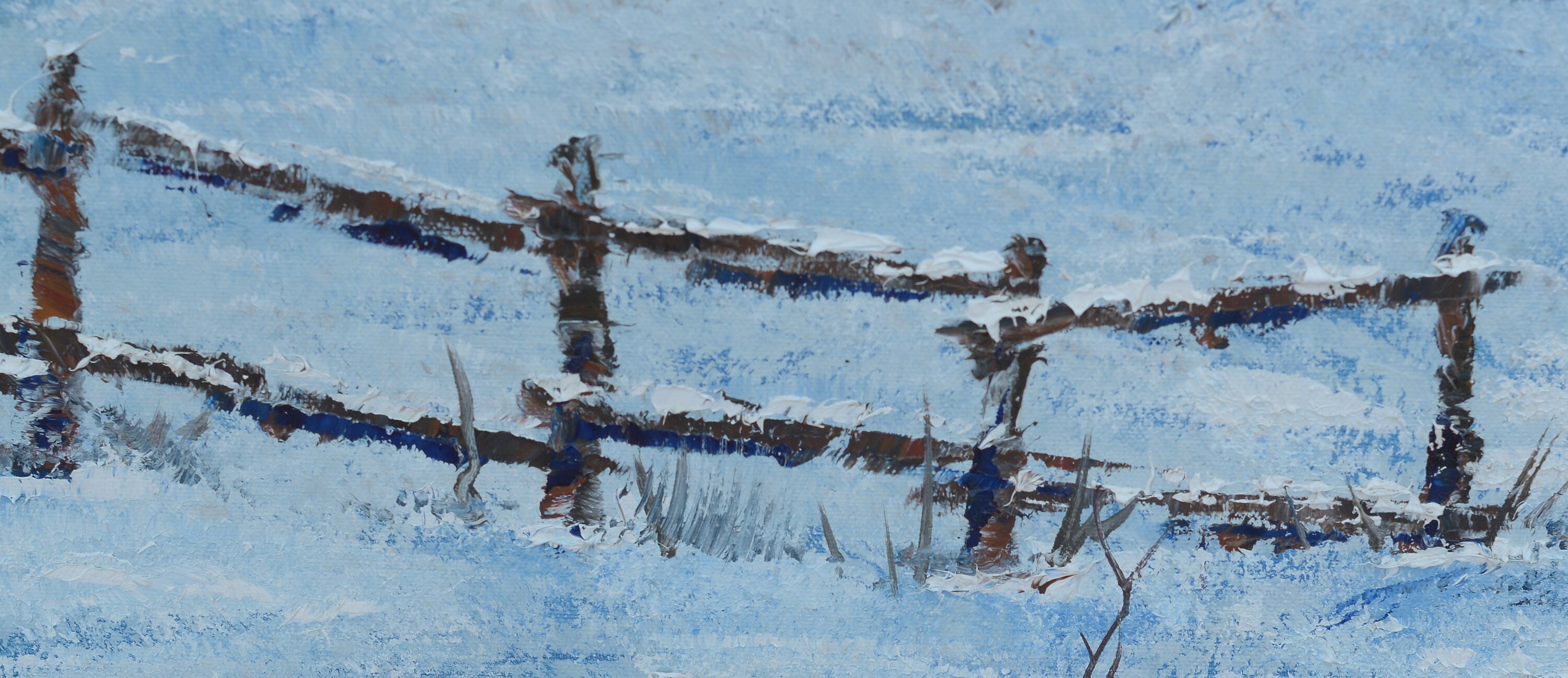 Snow Winter Landscape With a Cabin in the Woods Oil Painting on Canvas ...