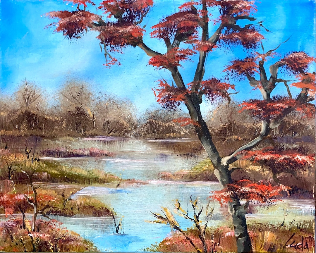 Handmade Hand-painted Nature Swamp Lake Landscape Oil Painting on ...
