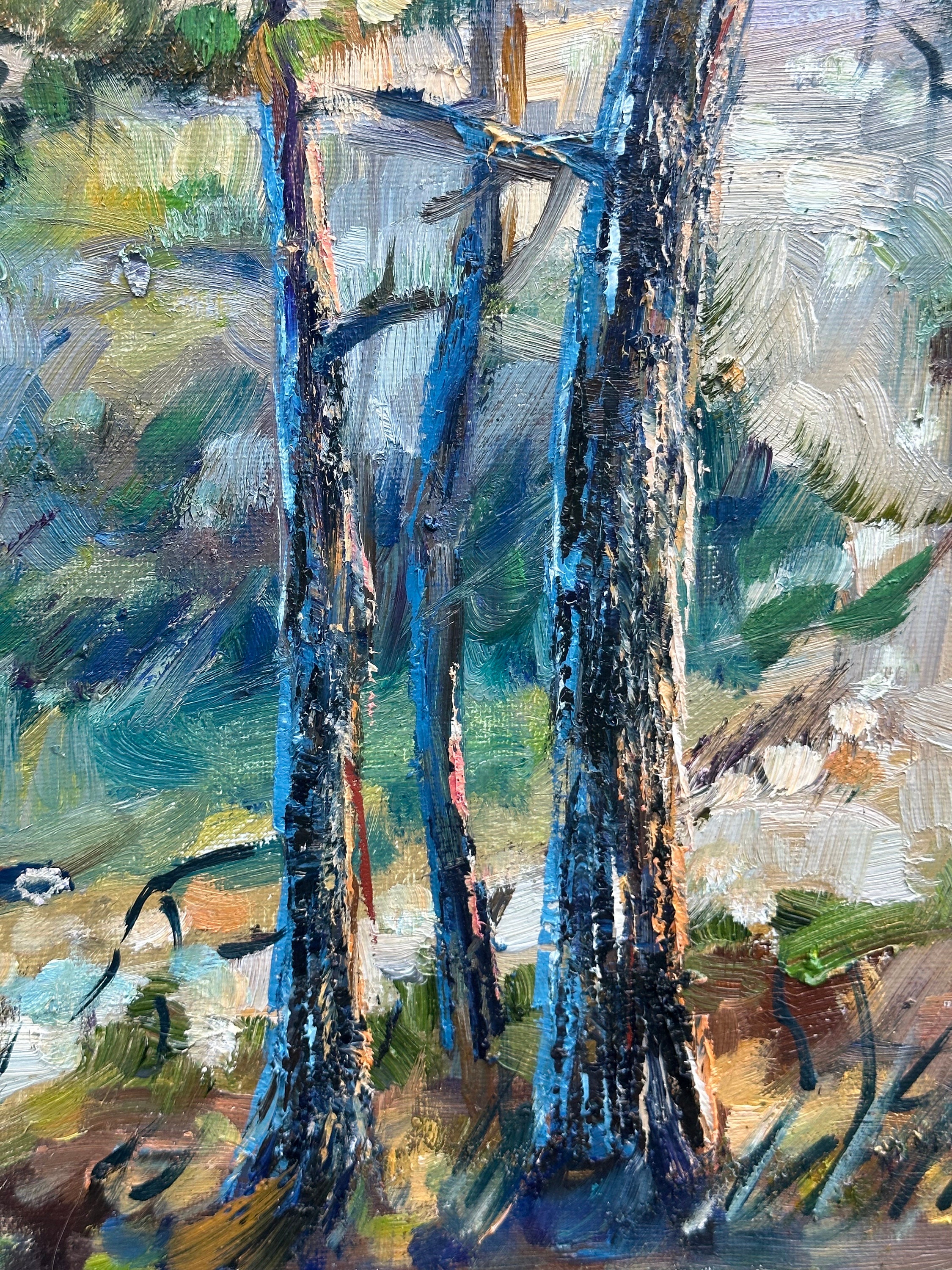 Original Oil Painting Forest Woods Landscape of Trees and a Path in ...