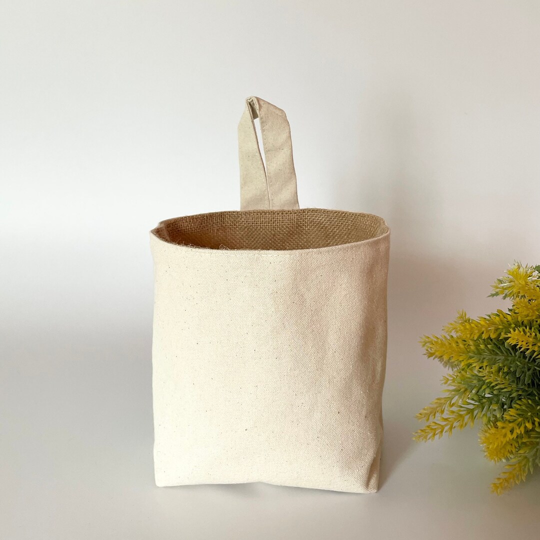 Hanging Jute and Canvas Basket Natural Elegance for Stylish Storage - Etsy