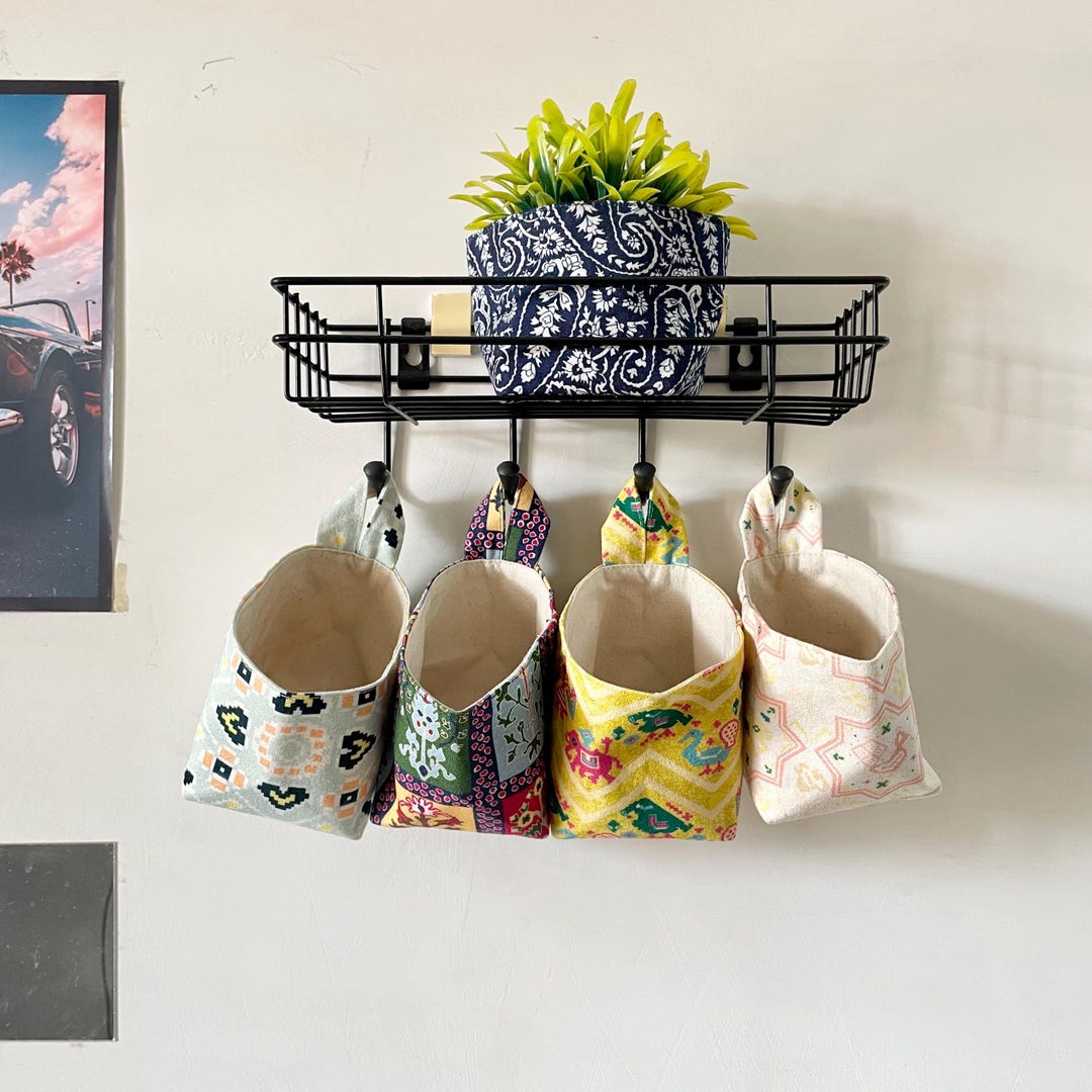 Hanging Fabric Basket Indoor Fabric Planter Handy Fabric Small Basket ...