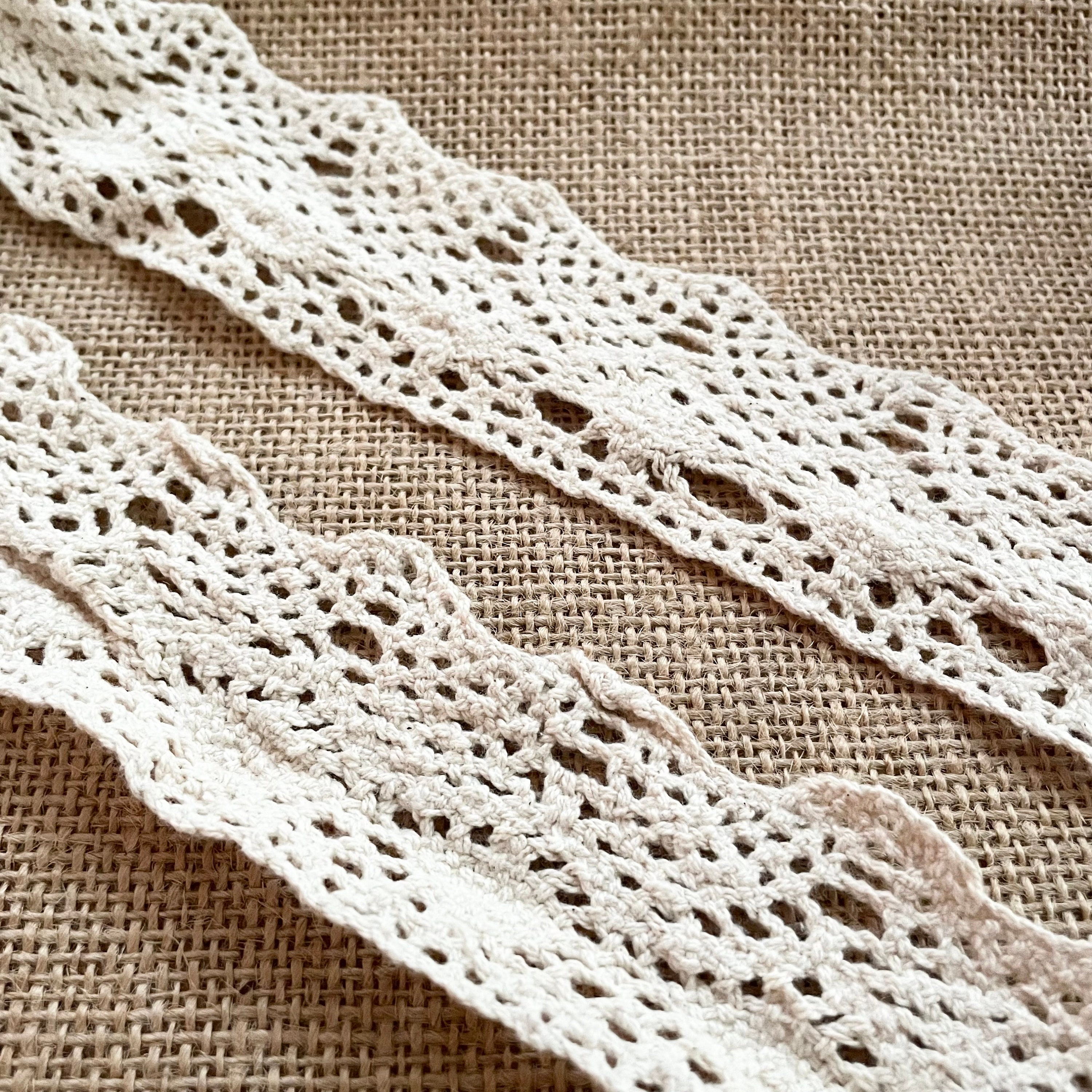 Handmade 100% Cotton Crochet Lace Trim 42mm Unbleached Natural Cotton ...