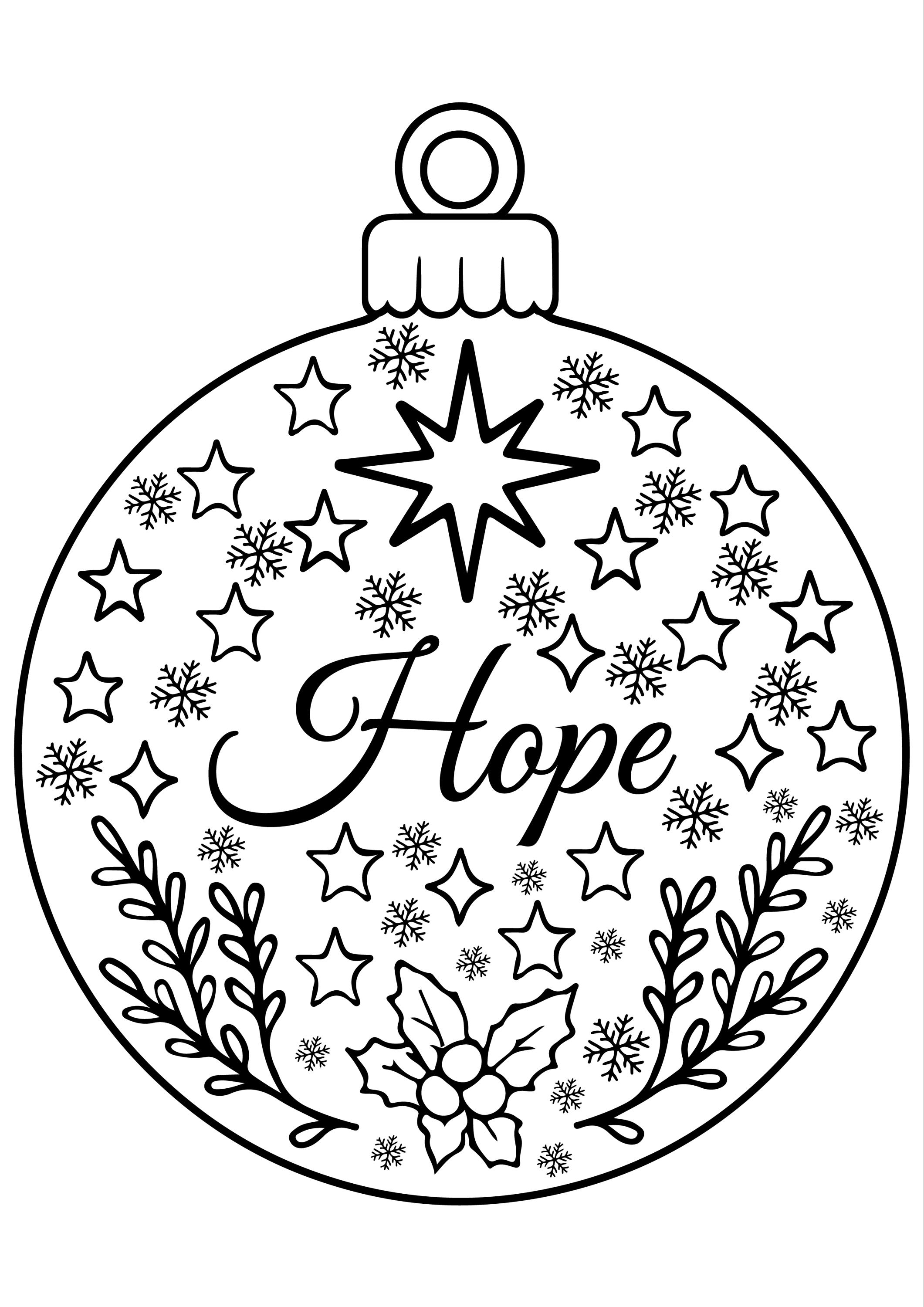 Christmas Bauble Advent Coloring Pages – Set of 4, Kids Xmas Ornament ...