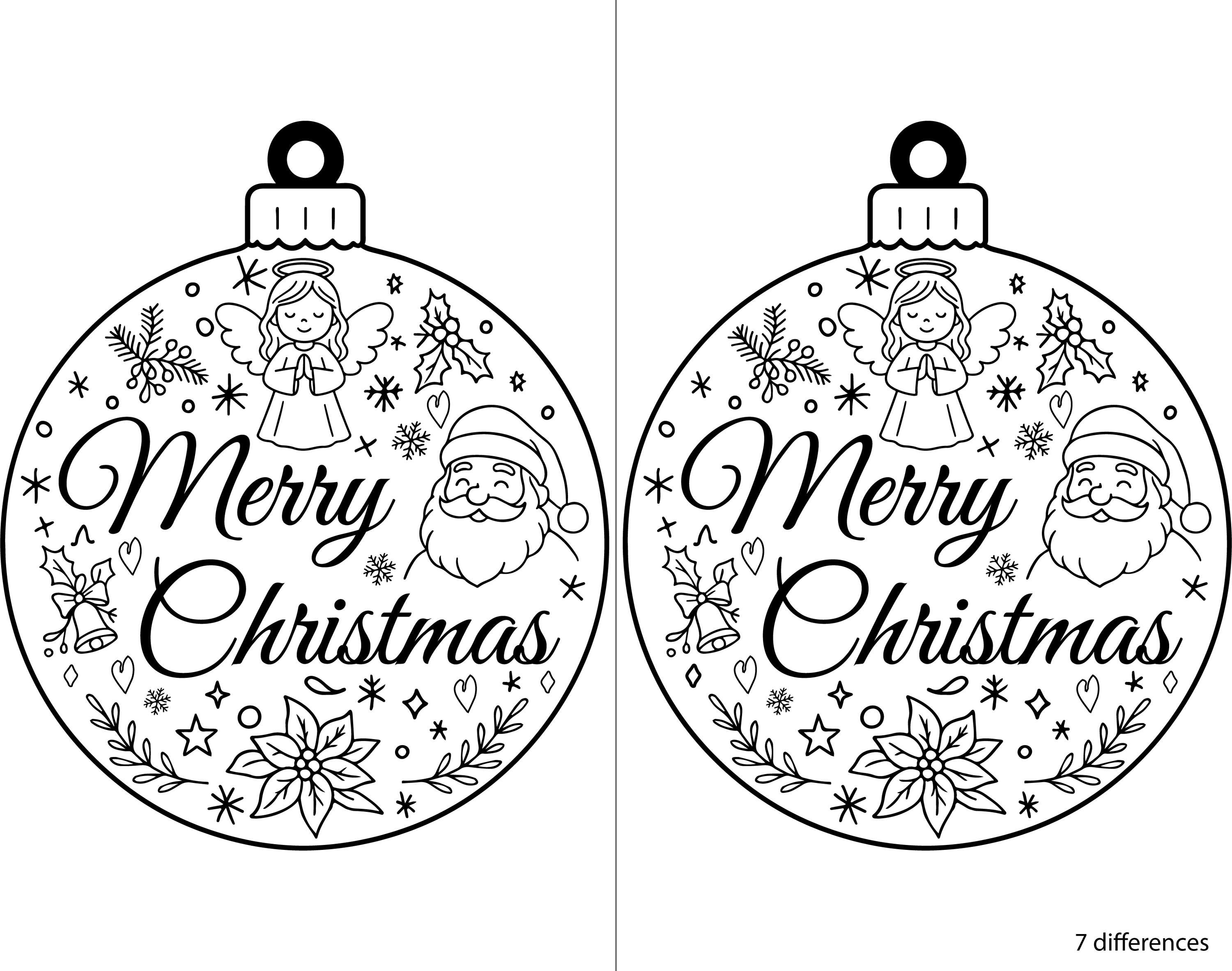 Winter Spot the Difference Coloring Pages for Kids | Find 7 Differences ...