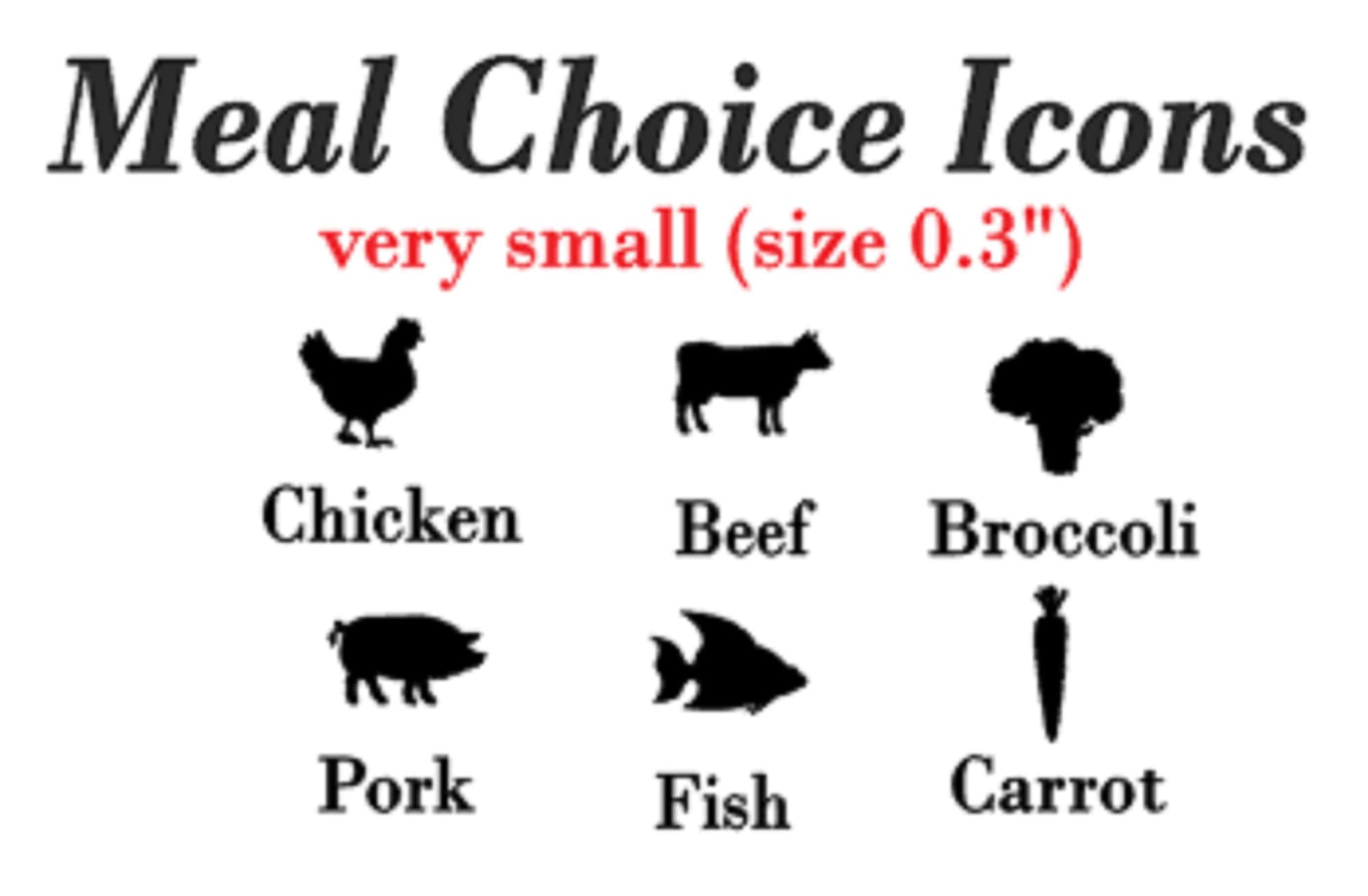 Set of 30 0,3 Small Meal Choice Decals, Wedding Place Card Decals, Meal ...