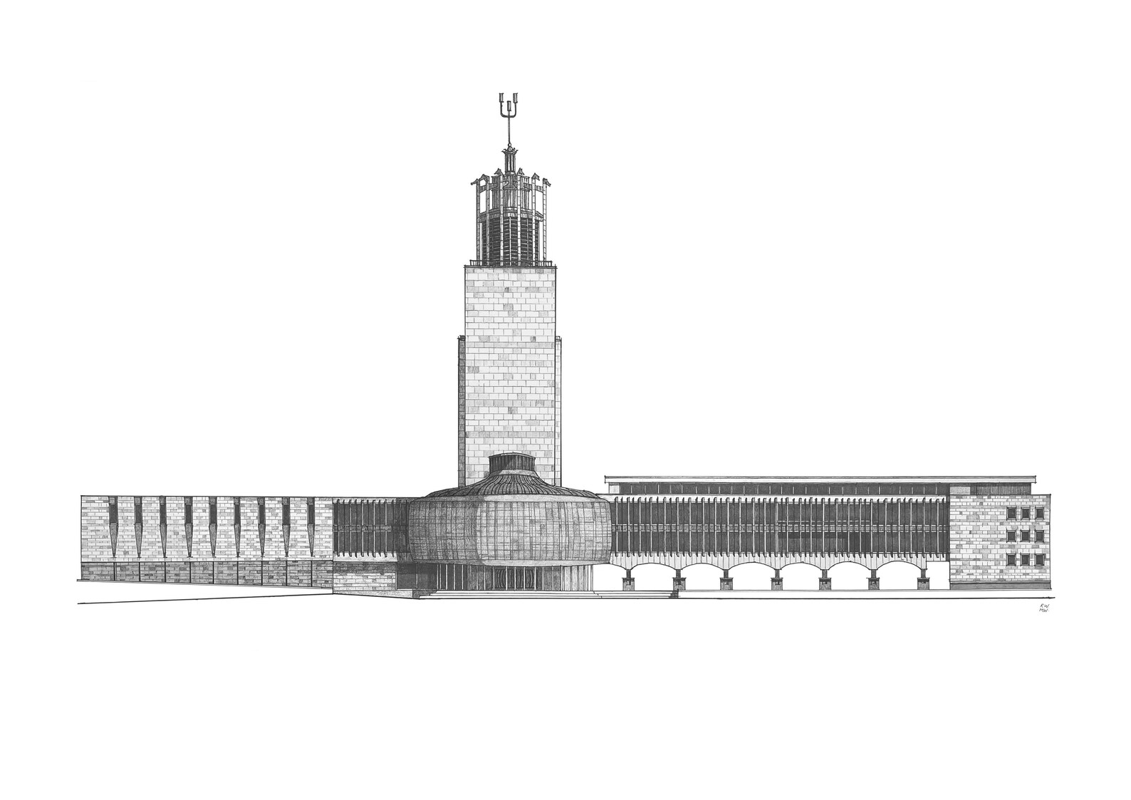 Newcastle Civic Centre Drawing | High Quality Print | Newcastle-upon ...