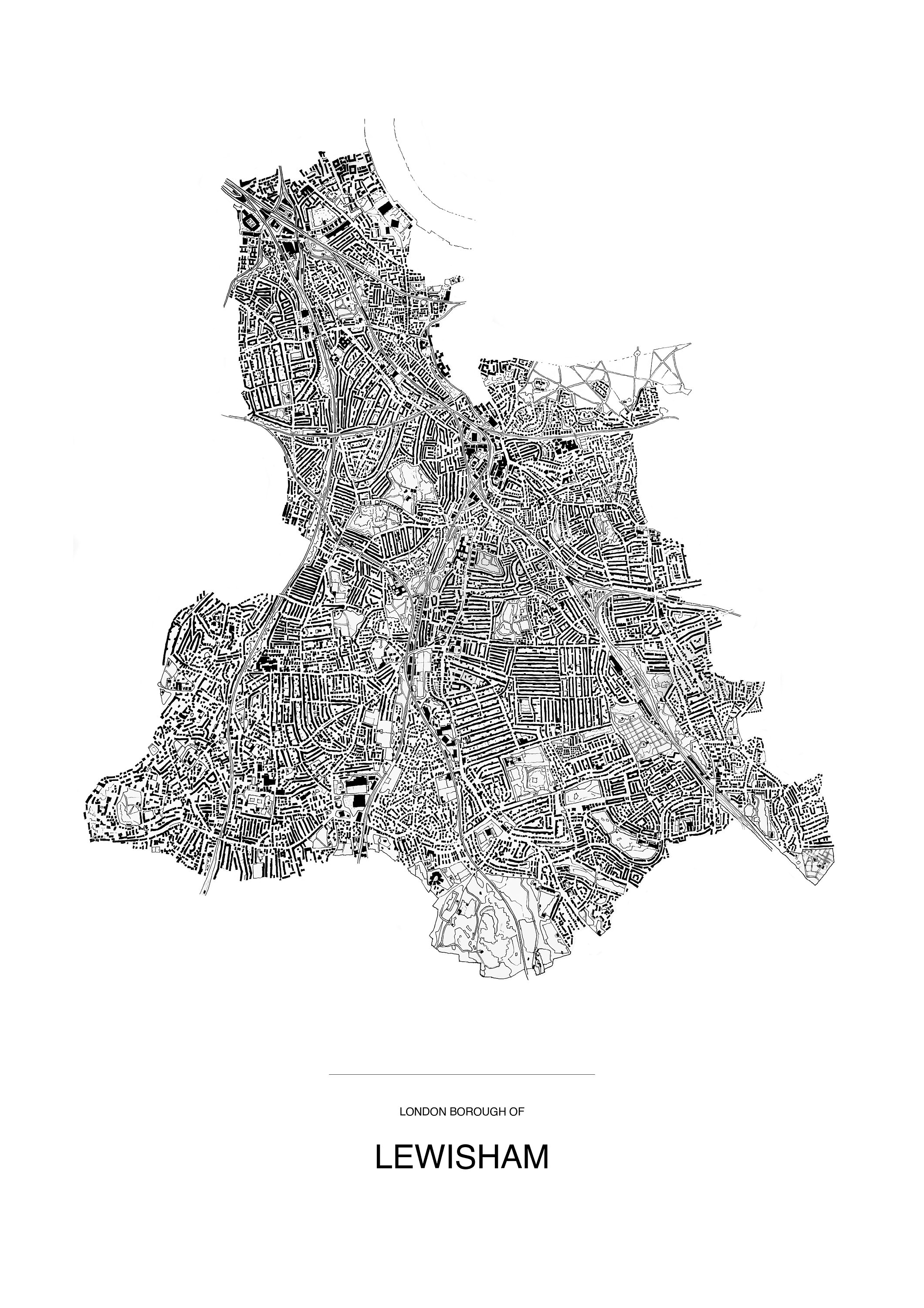 Hand Drawn Map of Lewisham High Quality Print Monochrome - Etsy