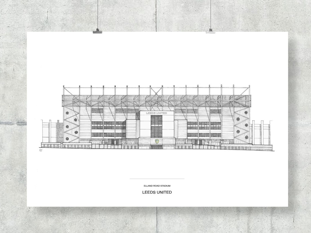 Leeds United Elland Road Stadium Drawing | High Quality Print | Leeds ...
